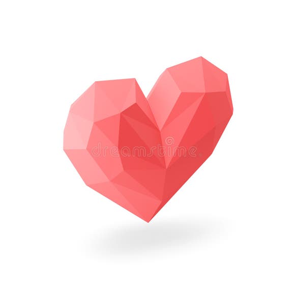 The Red Low-poly Heart Icon. 3D Rendering Stock Illustration ...