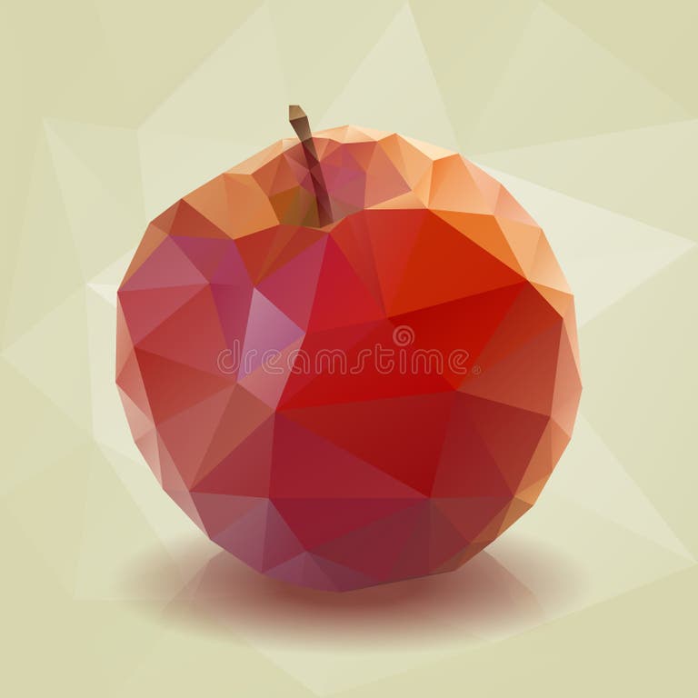 Red Low-poly Triangular Apple Stock Vector - Illustration of food ...