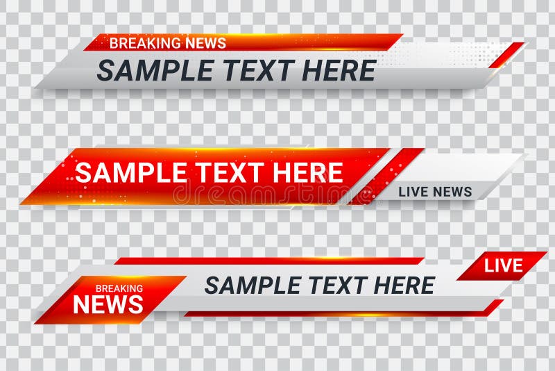 Red Lower Third Banner Bar Screen Broadcast Stock Vector - Illustration ...