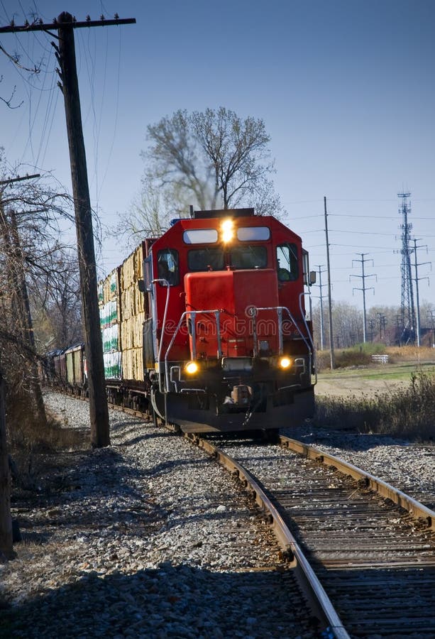 Red Lumber Train stock photo. Image of products, freight - 21656062