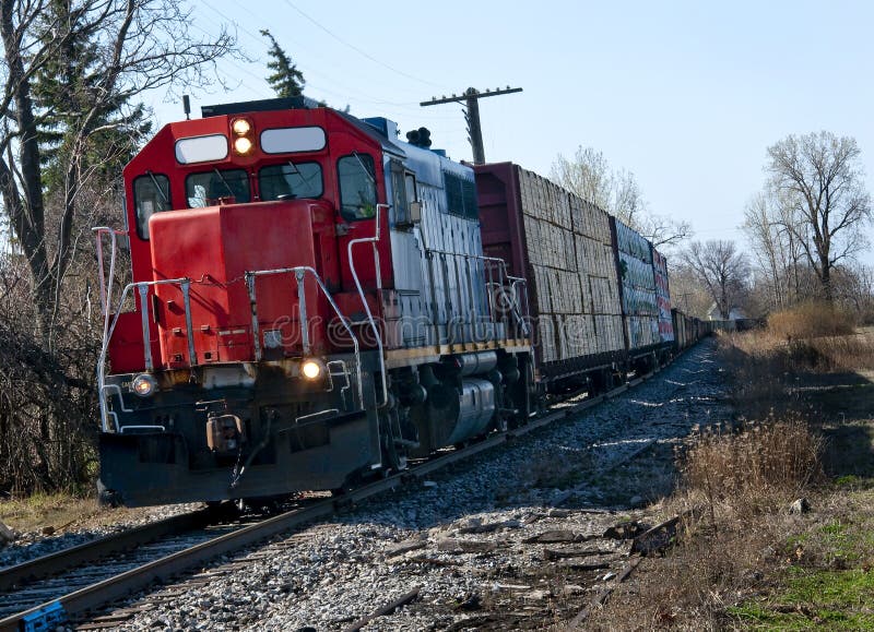 Red Lumber Train stock photo. Image of steel, industrial - 21656072