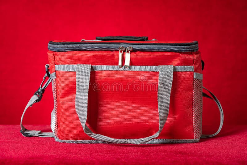 A Red Lunch Pack Carrier or Insulation Bag Stock Photo - Image of ...