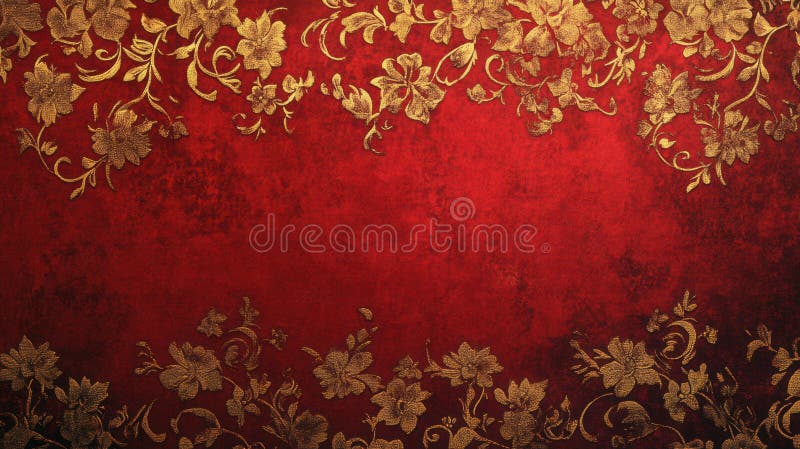 Red Luxury Backdrop with Gold Floral Mandala Pattern Stock Illustration ...