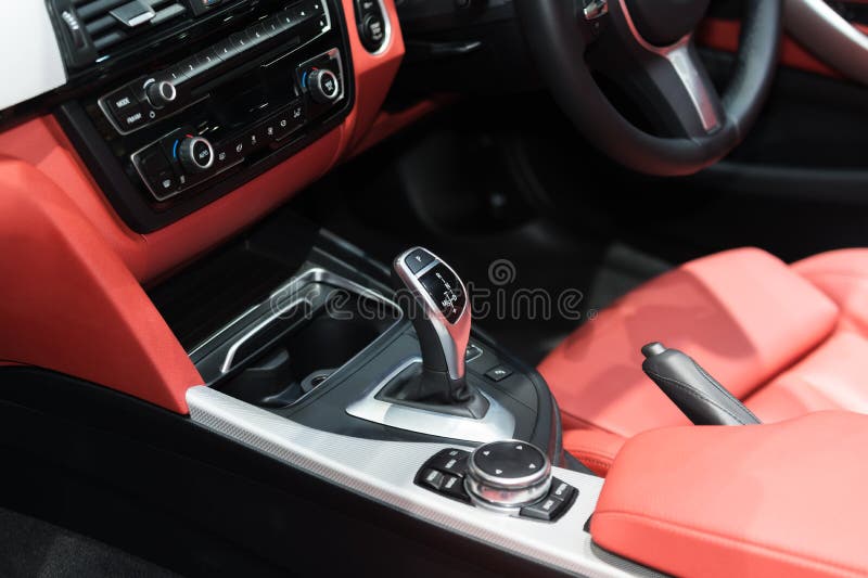 Luxury of Car Interior at Transmission Shift Gear Area. Modern C Stock ...
