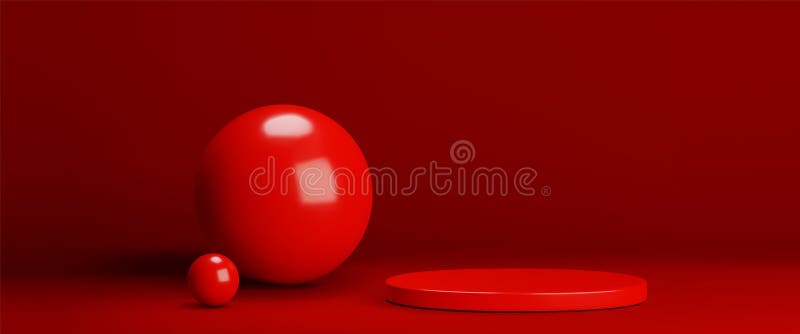 Red Luxury Composition with Spheres and Platform Stock Vector ...