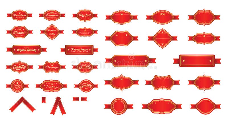 Red Luxury Premium Labels Vector Design Element. Stock Vector ...
