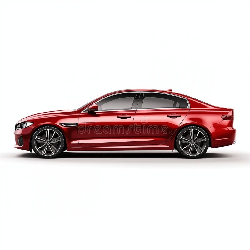 Red Luxury Sedan Car Side View Isolated on White Background Stock ...