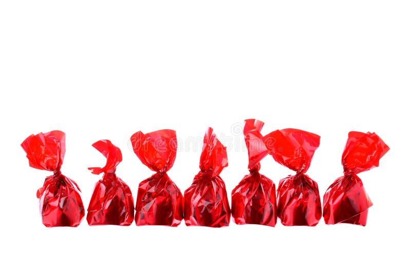 Red Luxury Sweets in Zig-zag Row Isolated on White Stock Image - Image ...