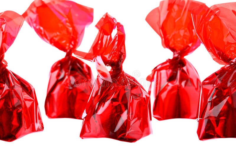 Red Luxury Sweets in Zig-zag Row Isolated on White Stock Image - Image ...
