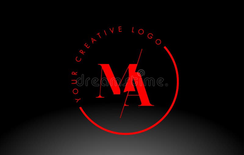 Red MA Serif Letter Logo Design with Creative Intersected Cut Stock ...