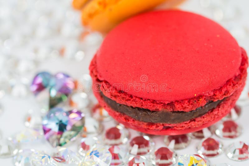 Red macaroon on crystals stock image. Image of biscuit - 38273691
