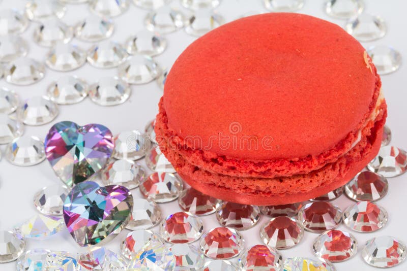 Red macaroon on crystals stock photo. Image of dessert - 39007472