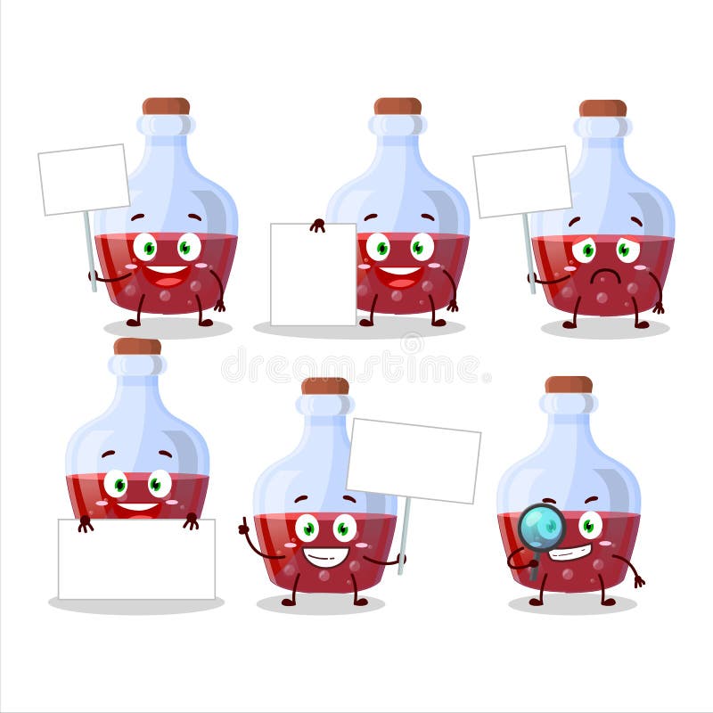 Red Magic Potion Cartoon Character Bring Information Board Stock Vector ...