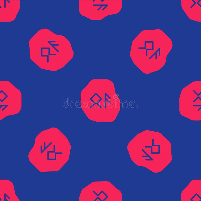 Red Magic Runes Icon Isolated Seamless Pattern on Blue Background ...