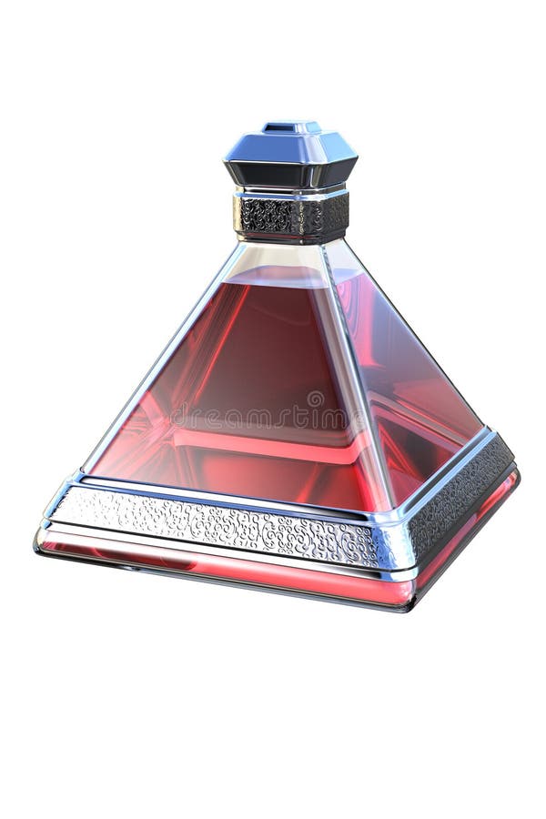 Red Magic Potion Bottle, 3D Illustration, 3D Rendering Stock ...