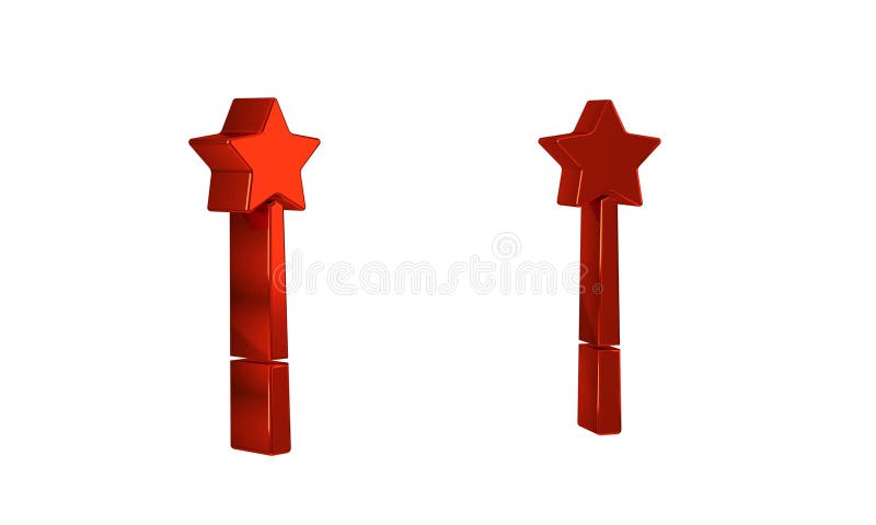 Red Magic Wand Icon Isolated on Transparent Background. Star Shape ...