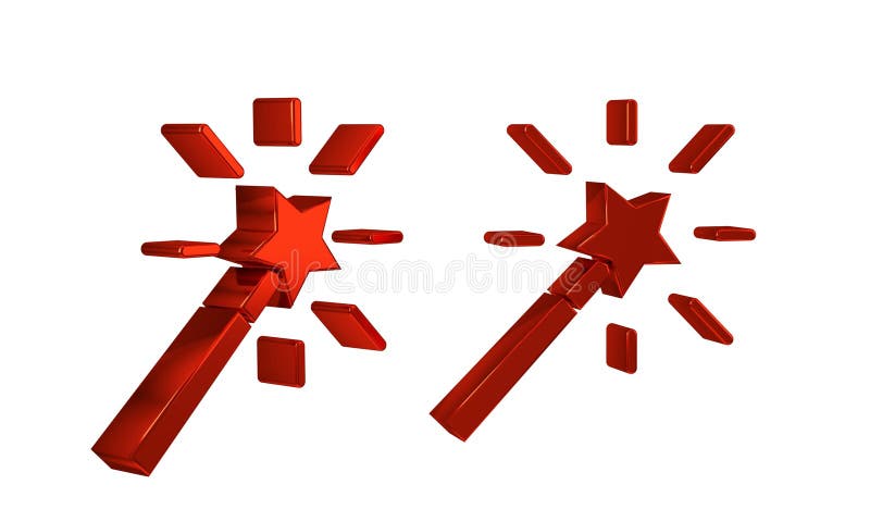 Red Magic Wand Icon Isolated on Transparent Background. Star Shape ...