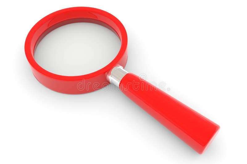 Red magnifying glass. stock illustration. Illustration of discovery ...