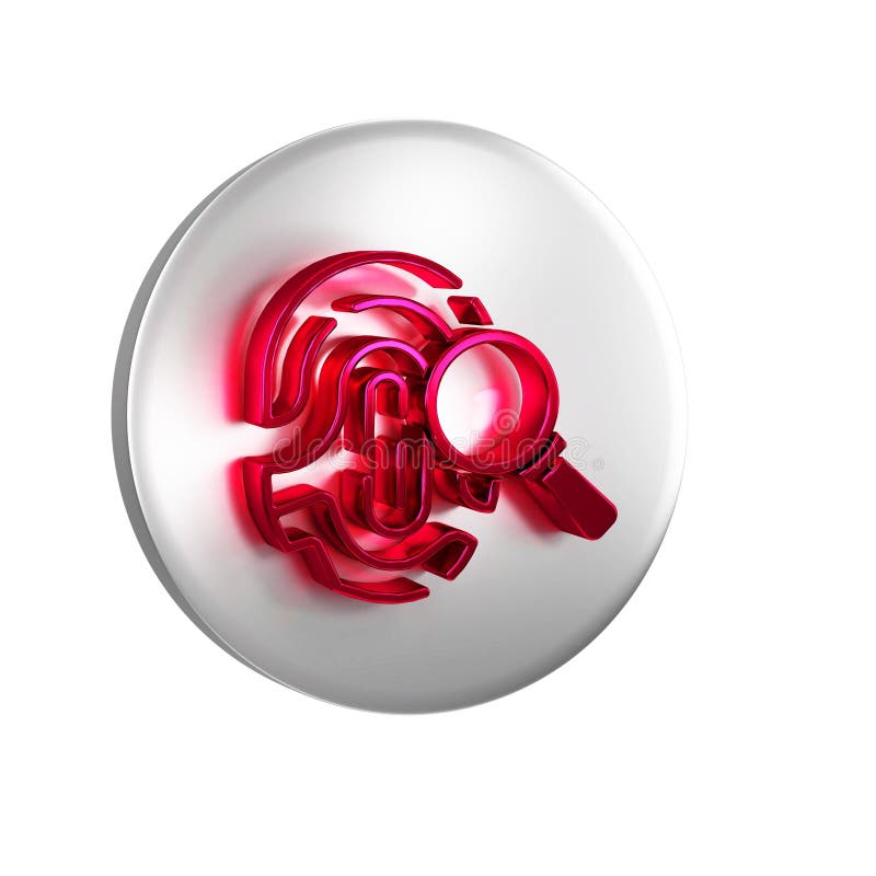 Red Magnifying Glass with Fingerprint Icon Isolated on Transparent ...