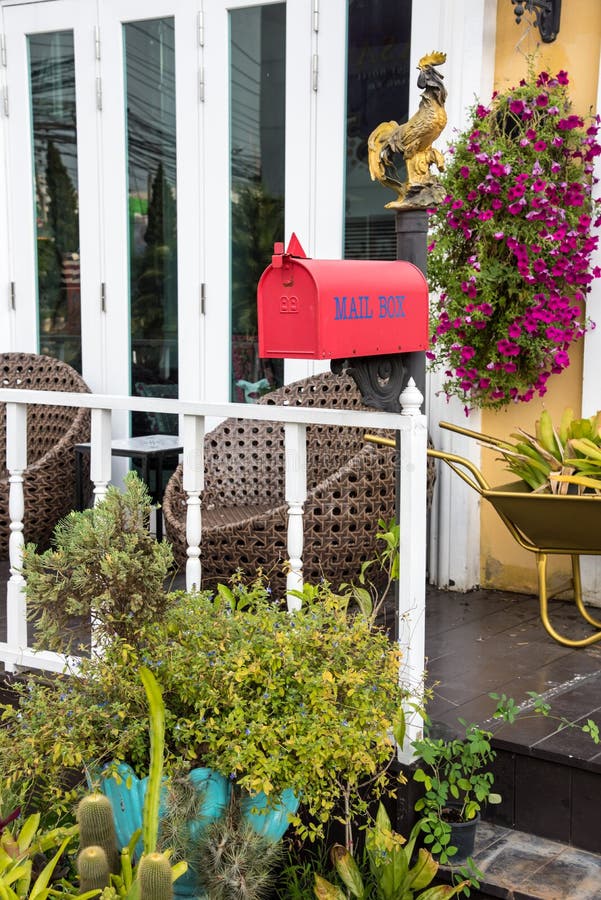 Red Mail box decoration stock photo. Image of mailbox - 95008070