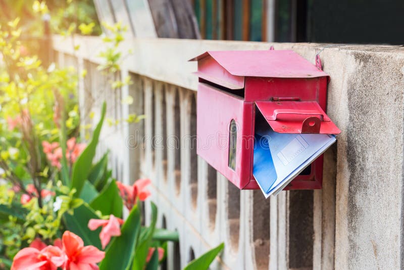 Red Mail Box stock image. Image of metal, house, mailbox - 180480437