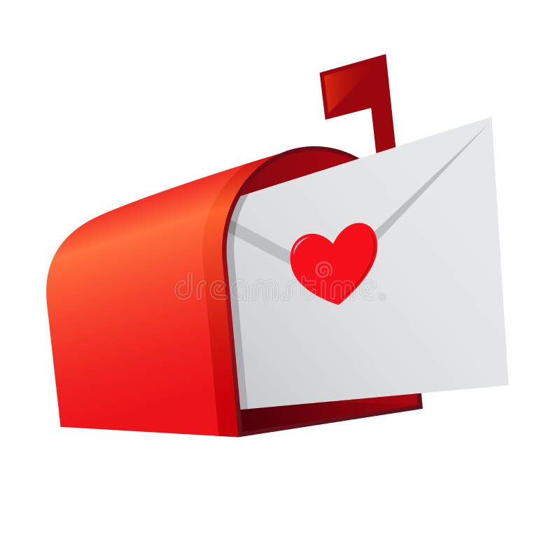 Red Mail Box with Love Letter Inside Stock Vector - Illustration of ...