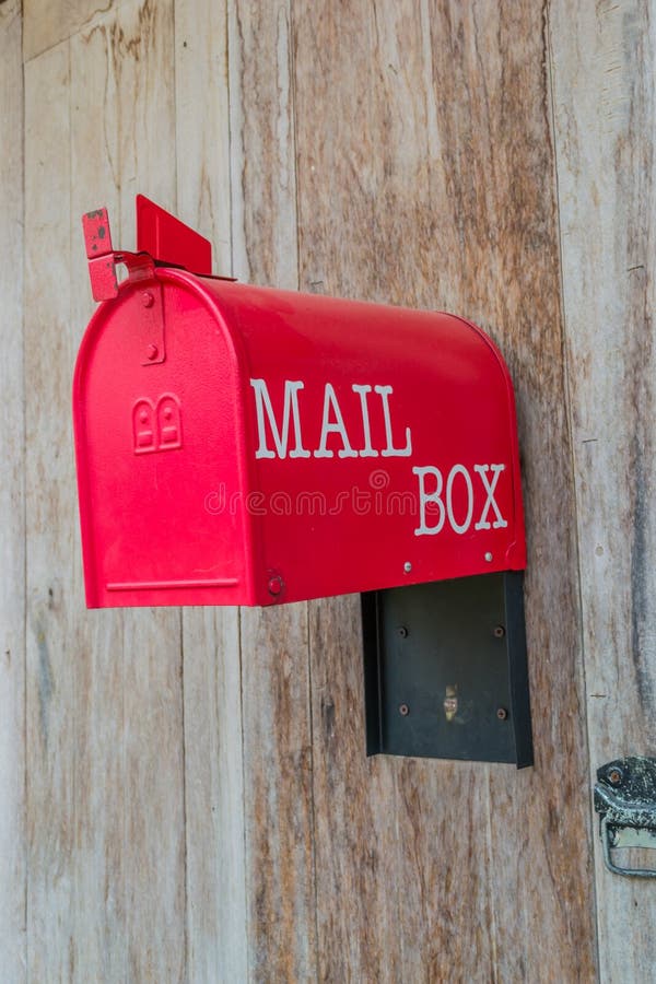 Red Mail Box and Wood Texture Background Stock Photo - Image of ...
