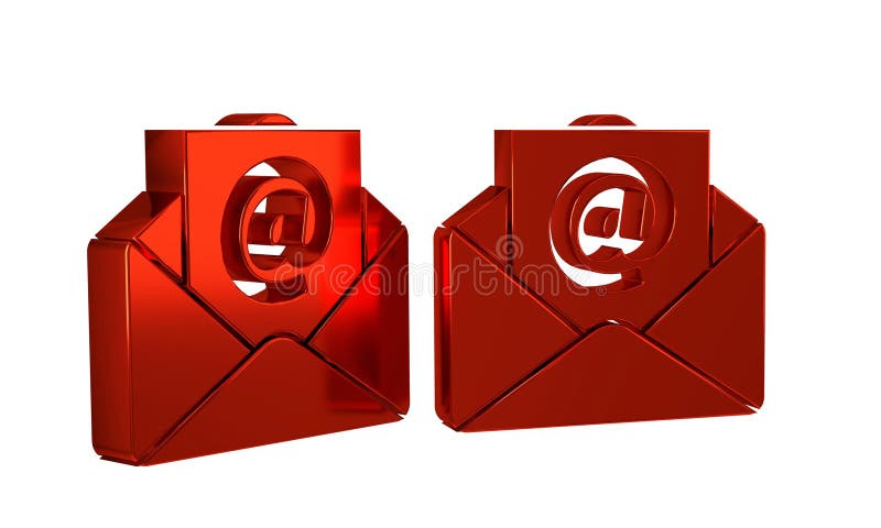 Red Mail and E-mail Icon Isolated on Transparent Background. Envelope ...