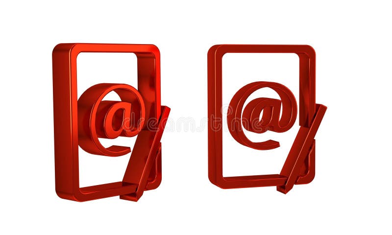 Red Mail and E-mail Icon Isolated on Transparent Background. Envelope ...