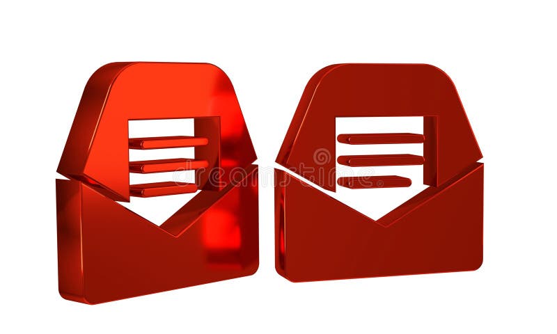 Red Mail and E-mail Icon Isolated on Transparent Background. Envelope ...