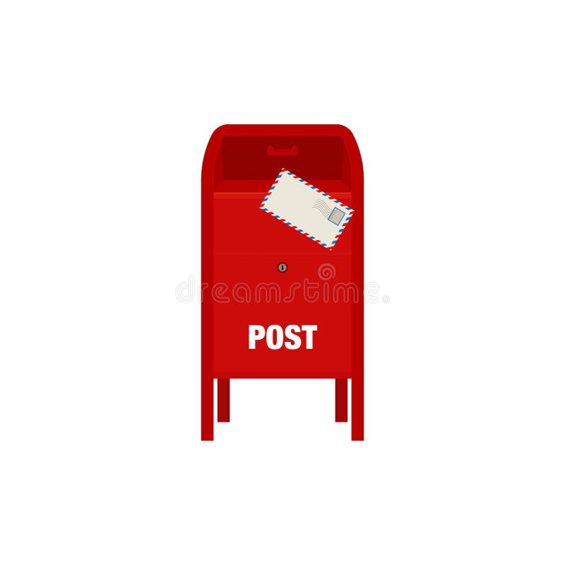 Red Mail Post Box Vector Illustration Stock Vector - Illustration of ...