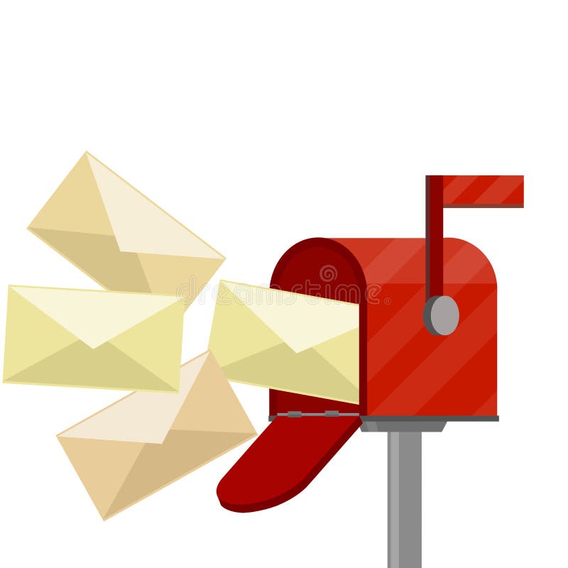Red Mailbox. Cartoon Flat Illustration Stock Vector - Illustration of ...