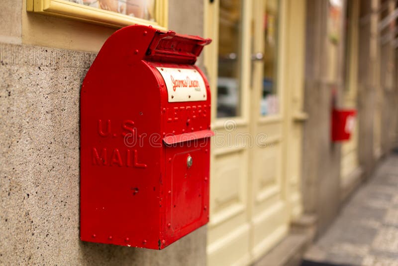 Red Mailbox on the Facade of the Building Editorial Photography - Image ...