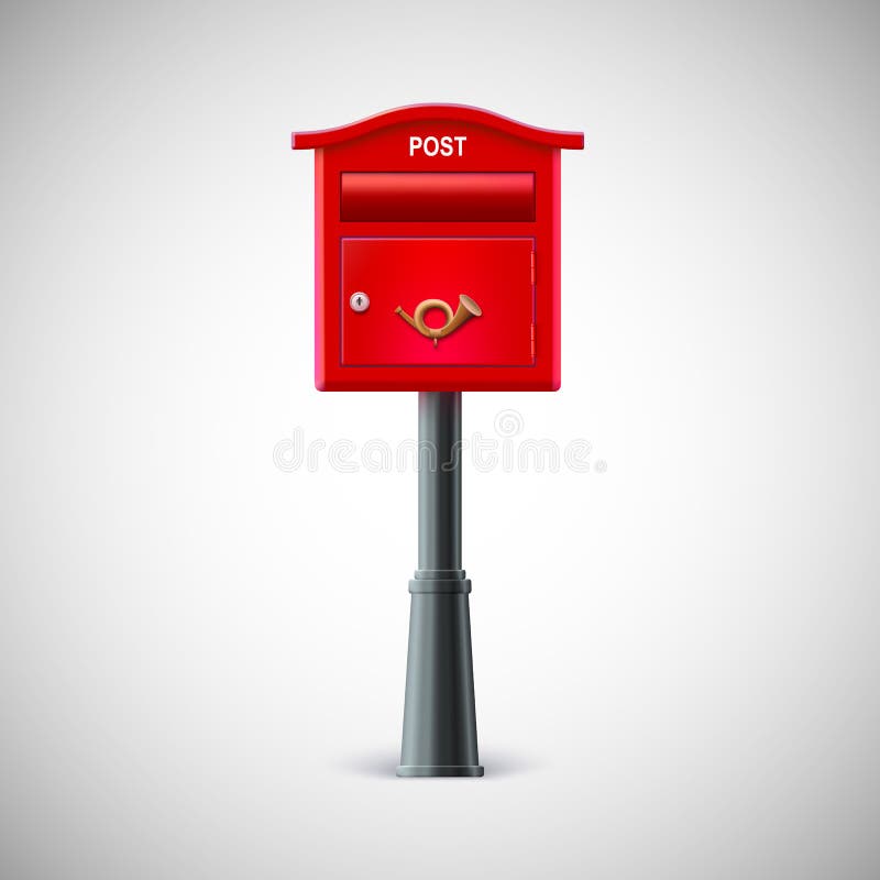 Red Mailbox Hanging on the Wall, Logo Postal Horn. Stock Vector ...