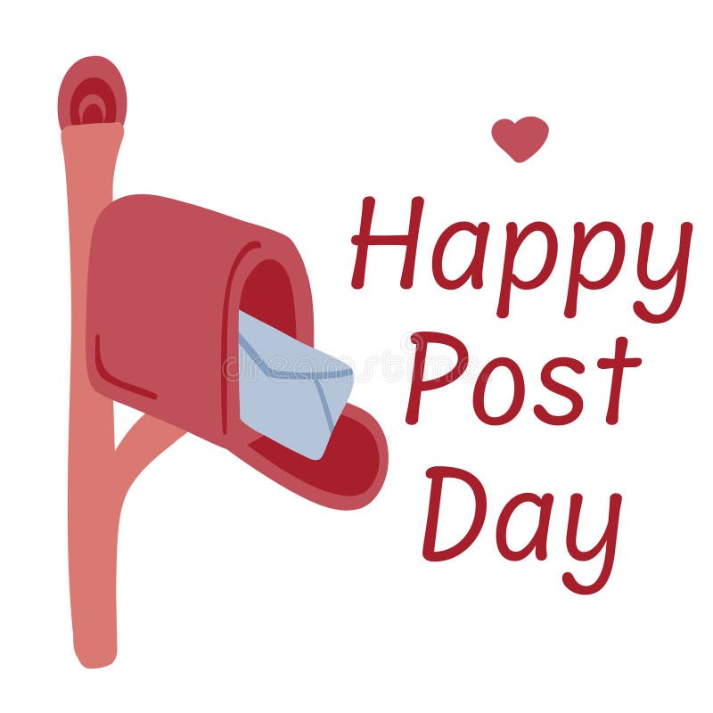 Red Mailbox Happy Post Day Flat Design Stock Vector - Illustration of ...
