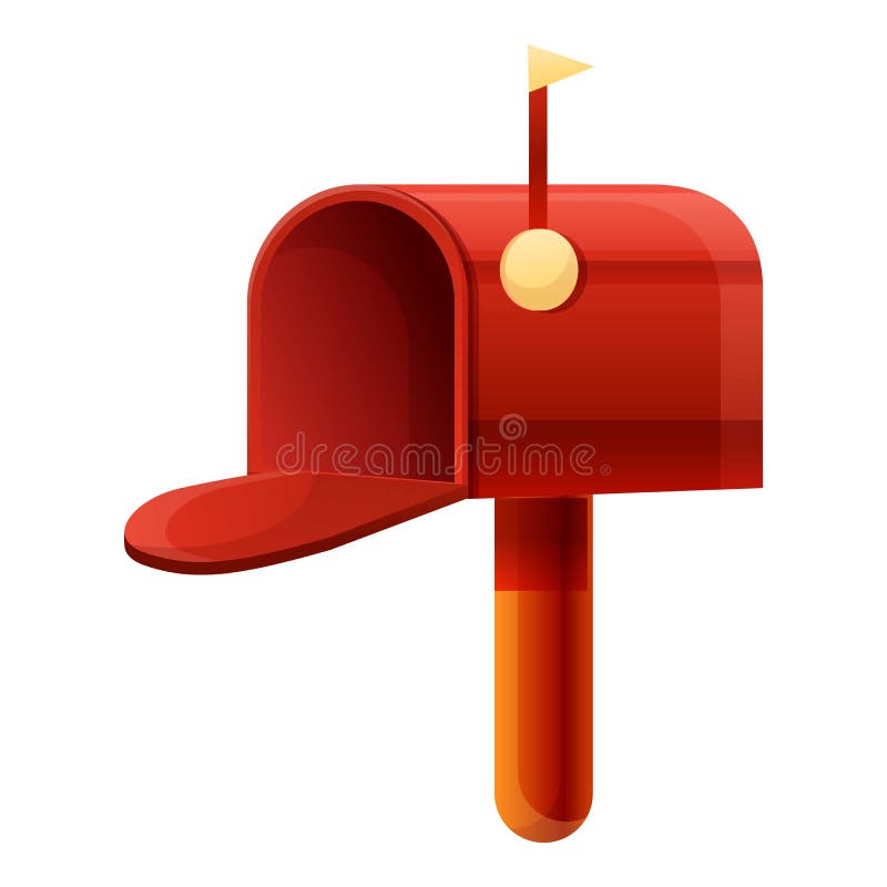 Red Mailbox Icon, Cartoon Style Stock Vector - Illustration of ...