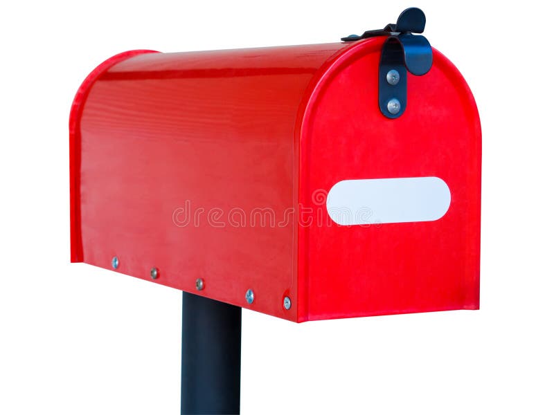 Red Mailbox Isolated on White Background. Stock Image - Image of white ...