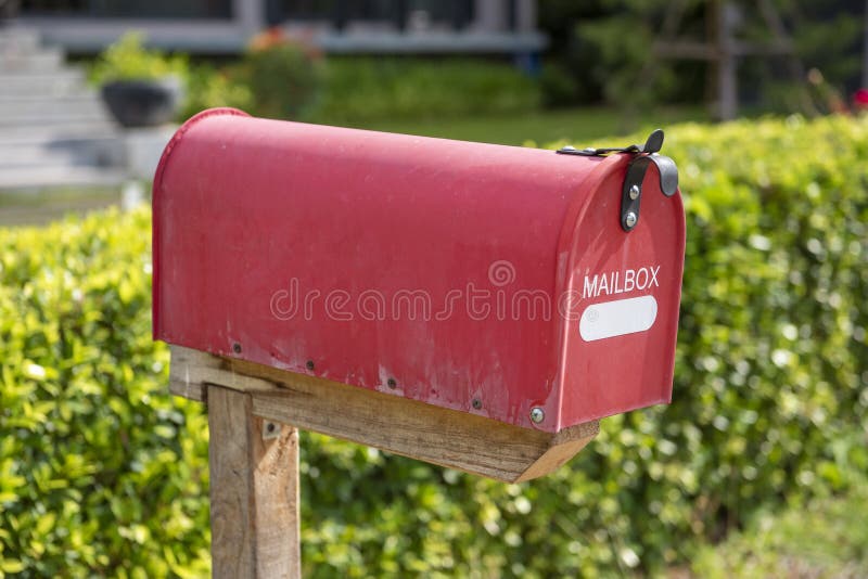 Red Mailbox on Modern House Stock Image - Image of letterbox, color ...