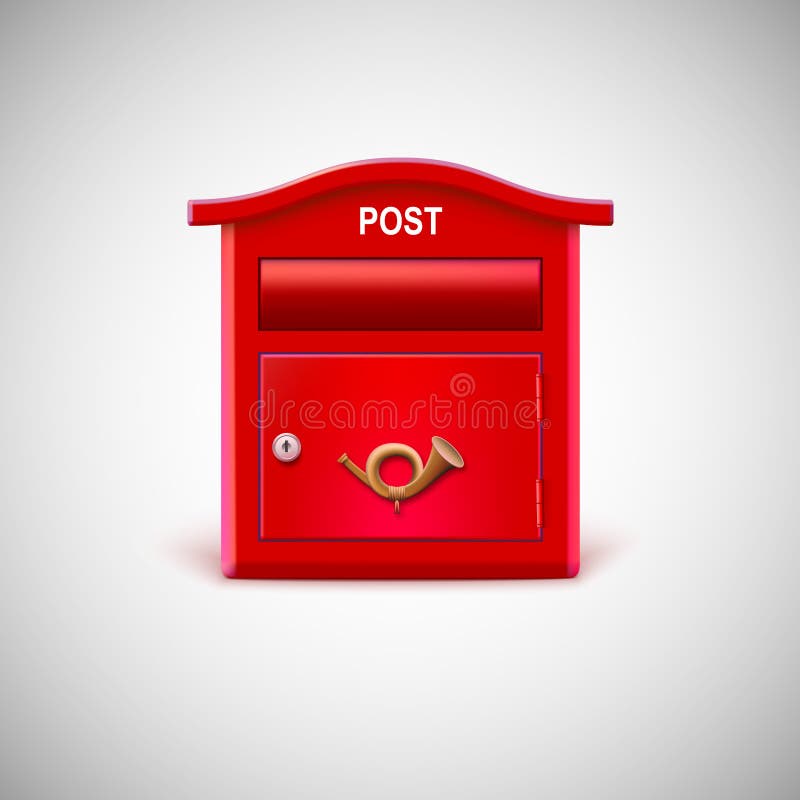 Red Mailbox with the Postal Horn. Stock Vector - Illustration of post ...