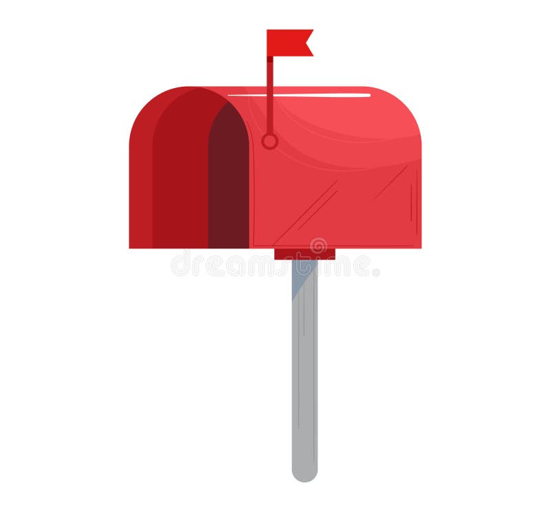 Red Mailbox with Raised Flag Indicating Outgoing Mail. Cartoon Style ...
