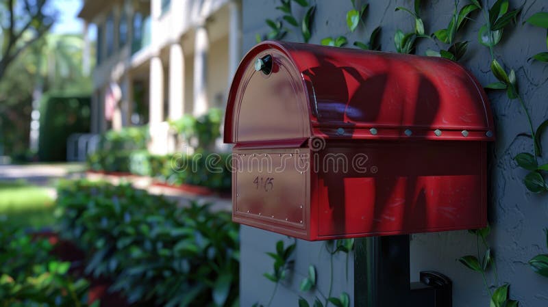 A Red Mailbox Sits on the Side of a Building, Waiting for Mail Delivery ...