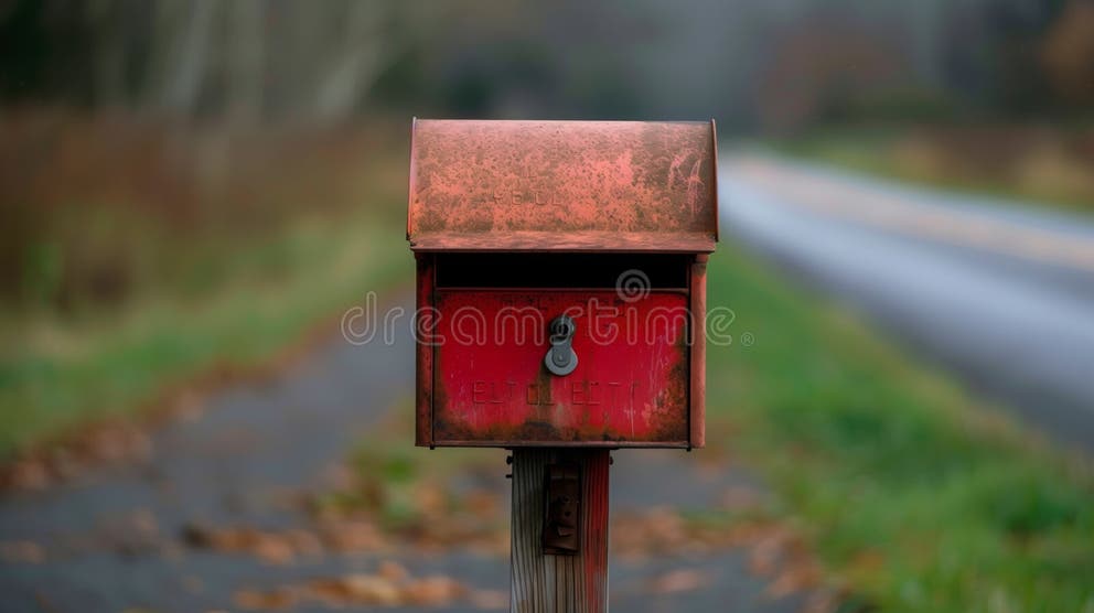 A Red Mailbox Stands Open on a Wooden Post Stock Image - Image of post ...