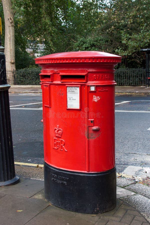 Red Mailbox on the Street Side of London in England Stock Image - Image ...