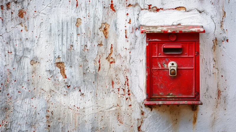 A Red Mailbox on a White Wall Stock Photo - Image of secure, household ...