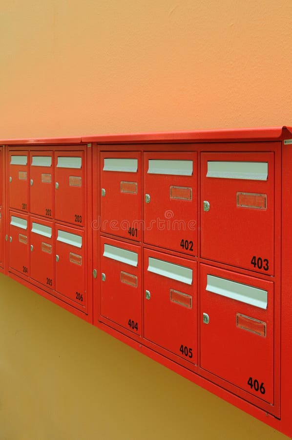 Red mailboxes stock image. Image of collect, paper, envelope - 14749149