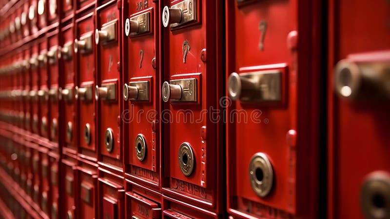 Red Mailboxes Close-up. Generative AI Stock Illustration - Illustration ...