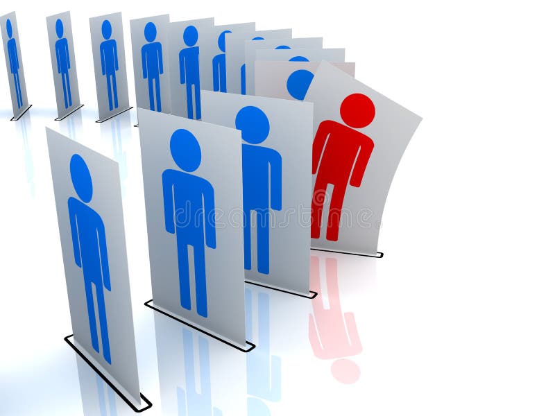 Red Man and Blue Men. To Be Distinguished. Stock Illustration ...