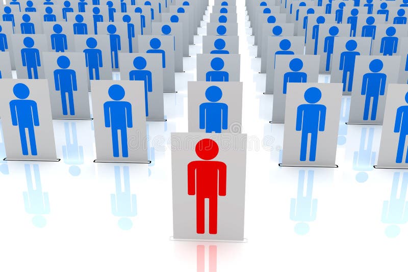 Red Man in Front of Blue Men Stock Illustration - Illustration of ...