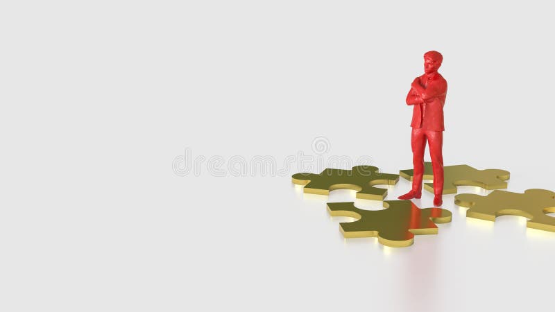 The Red Man and Jigsaw Puzzle for Business Concept 3d Rendering Stock ...