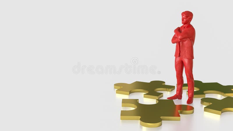 The Red Man and Jigsaw Puzzle for Business Concept 3d Rendering Stock ...